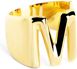 Singularu Personalisierter Signet Letter Ring. Messing mit 18 Kt Vergoldeter Beschichtung. Schmuck für Damen. Buchstabe M