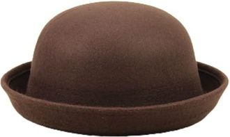 Generic 2026 Chapeau élégant pour adultes avec bord enroulable Panama Bowler Bucket classique en laine ronde, café, Taille unique