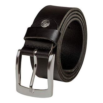 Lindenmann Mens Leather Belt/Mens Belt, full grain leather belt, buffalo leather 4 mm, in 3 colors, cognac/dark brown/black, Größe/Size:85, Farbe/Color:noir