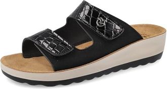 FLY FLOT Cagoule pour Femme en Tissu, Doublure Respirante, avec Velcro r&eacute;glable, Ouverte, Semelle int&eacute;rieure en Cuir Sandale Glissante, Noir, 39 EU