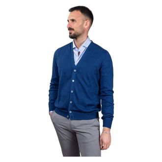 Gran Sasso Homme, Pulls, Bleu, Taille: S V-neck Cardigan
