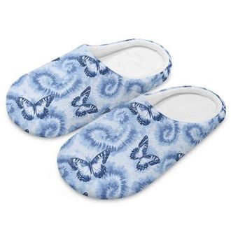 Coloranimal Pantoufles de spa pour femme - Pantoufles dint&eacute;rieur en vrac antid&eacute;rapantes &agrave; bout ferm&eacute;, Papillon tie-dye, 38.5/39.5 EU