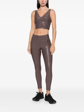 Macron Shiny Finish Split Hem Leggings - Brown