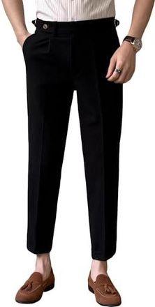 Generic Pantalon formel pour homme - Coupe ajust&eacute;e - &Eacute;lastique - Style d&eacute;contract&eacute; - L&eacute;ger - Coupe ajust&eacute;e, Noir, 42