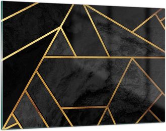 Arttor Wandbilder Dekoration Wohnzimmer Abstraktion Gold Schwarz Bilder auf Glas 120x80cm Glasbild Schlafzimmer Küche Deko Wand Kunstdruck Art Groß XXL Wandd