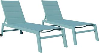 Happy Garden Happy Garden - Lot de 2 bains de soleil barbados en textil&egrave;ne bleu clair - aluminium bleu clair