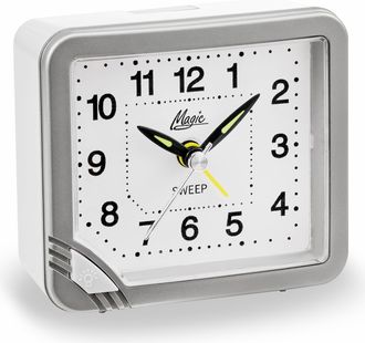 Atlanta Mocassin Wecker ohne Ticken mit Licht Obenabsteller Quarz Eckig - 2198/19 (Silber)