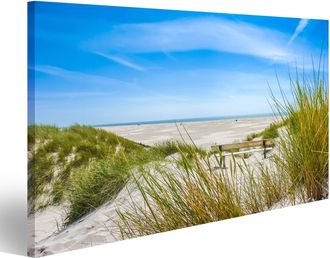 Islandburner Bild Bilder auf Leinwand schöne Dünenlandschaft und Langer Strand auf der Insel von amrum in Nordsee Schleswig Holstein Wandbild, Poster, Leinwandbild