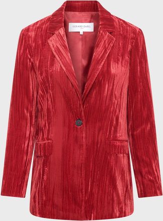Gerard Darel Veste en velours frapp&eacute; - MALVYNN - Rouge baiser