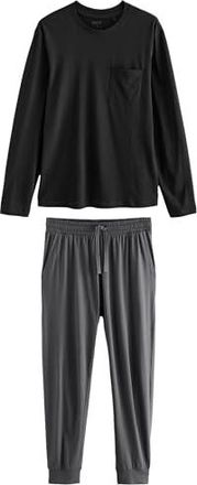 Next Homme Pyjama &agrave; Manches Longues 100% Coton Noir/Gris M