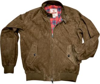 Baracuta Homme, Vestes, Brun, Taille: XL Blouson en daim Harrington Olive fonc&eacute;