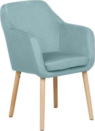 Beliani Beliani - Chaise de Repas Classique avec Accoudoirs Pieds en Bois Tissu Velours Rembourr&eacute; Bleu Yorkville ii