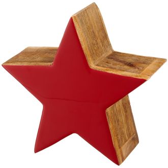 Gasper Weihnachtsdeko Massivo Stern Rot & Natur &Oslash; 19 cm - Mangoholz
