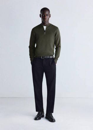 Mango Pull confort extensible &agrave; zip vert fonc&eacute; - Homme - XXL - MANGO MAN