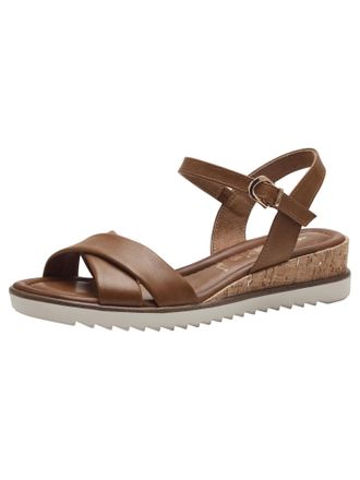 Tamaris Damen Plateau Sandalen Vegan Keilabsatz; COGNAC/braun; 40