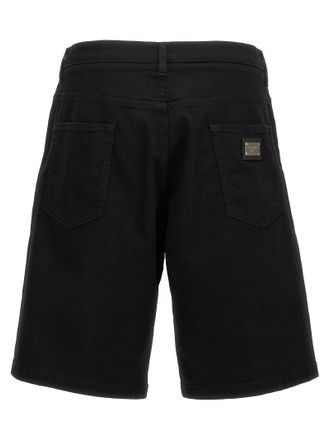 Dolce & Gabbana Cotton Denim Bermuda Shorts - Black