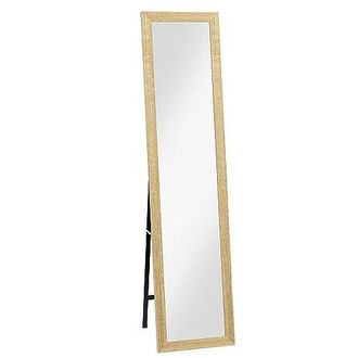 HOMCOM Miroir rectangulaire sur Pied Mural ou &agrave; Poser avec Cadre en Bois pour Salon Chambre &agrave; Coucher 37 x 157 cm Bois Naturel