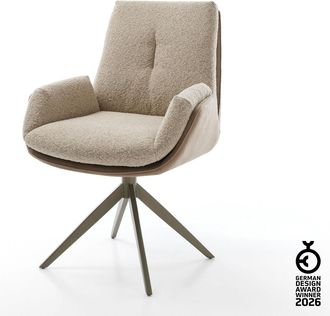 DELIFE Drehstuhl Clea-Flex Materialmix Schlamm Kreuzgestell breit Effektfinish Titan 360&deg; drehbar Wippfunktion, Esszimmerst&uuml;hle