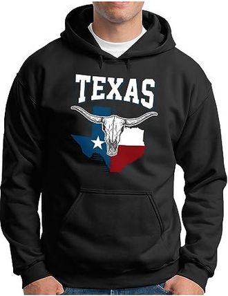 OM3 Longhorn Skull Texas Sweat à capuche - Homme - USA Vintage State Flag États-Unis III - Pull à capuche S - 5XL, Noir, XL