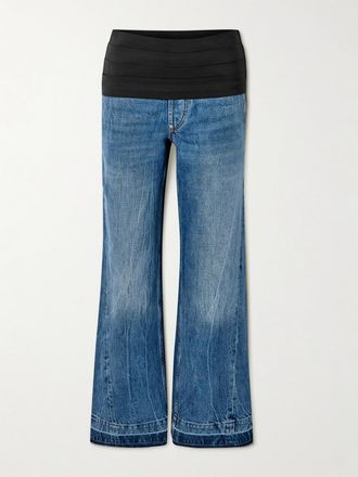 Stella McCartney Jean Droit Taille Haute En Coton Biologique Et En Faille À Plis - Bleu