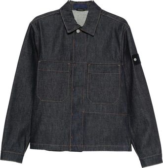 Stone Island Homme, Vestes, Bleu, Taille: M Veste en Jean Bleue avec Fermeture à Boutons