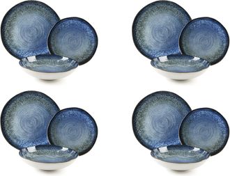 Excelsa Poseidone Tellerservice, 12-teilig, Keramik, Reaktiv-Effekt, für 4 Personen