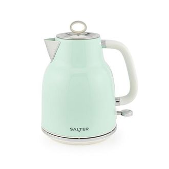 Salter Salter Retro Green 1,7L Wasserkocher - 3KW Schnellkochen, 360&deg; Basis, abnehmbarer Kalkfilter, kabellos, Wasserstandsfenster, blaue Kontrollleuchte, Tr