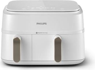 Philips Airfryer 3000 Series Dual Basket, Hei&szlig;luftfritteuse mit 2 K&ouml;rben, 9L Kapazit&auml;t (6L+3L), RapidAir Plus Hei&szlig;lufttechnologie, 90% weniger Fett, Rezepte-A