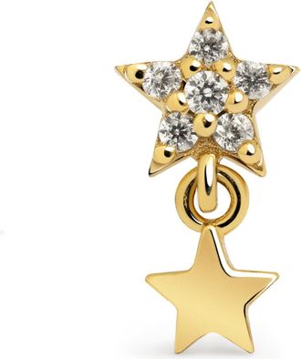 Singularu Einzelner Ohrring Duo Shinning. Sterlingsilber mit 18 kt Goldbeschichtung und Zirkonia. Schmuck für Damen