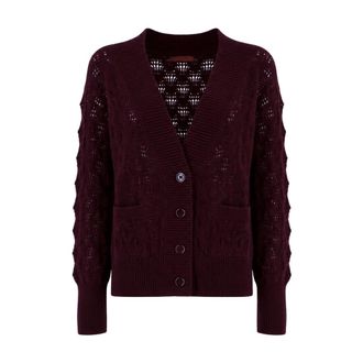 Ermanno Scervino Strickjacke mit V-Ausschnitt und Lochmuster - - Knitwear - Damen - Rot - S