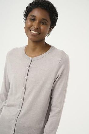 Kaffe Womens Cardigan Round Neck Buttons Regular Fit Long Sleeves Hip Length