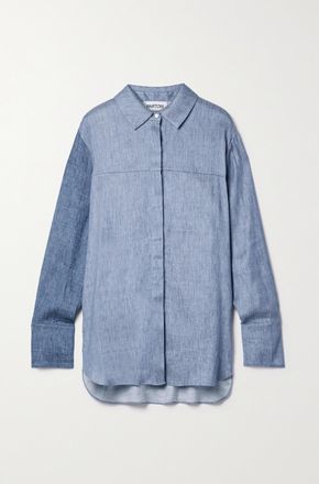Nellie Partow Juliette Zweifarbiges Hemd Aus Chambray - Blau