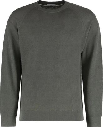 Paolo Pecora Homme, Pulls, Vert, Taille: M Pull ras du cou en lin et coton