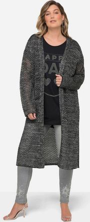 Miamoda Strickjacke Long-Strickjacke Ajourstrick Metallic-Effekt