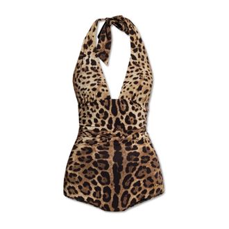 Dolce & Gabbana Leopard Print Einteiliger Badeanzug - - Swimwear - Damen - Braun - L