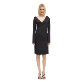 J.W.Anderson Kleid mit V-Ausschnitt und Schulterdrapierung - - Dresses - Damen - Schwarzk - XS