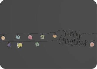 Fabulous Platzsets, weich, Unterseite aus Kork, schwarze Tischsets - Merry Christmas Lichterkette, Weihnachten, Zeichnung, großes Format 39,5 x 28,5 cm, 4 Stüc
