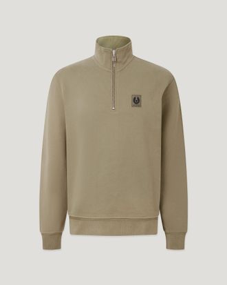 Belstaff Sweatshirt Mit Viertelrei&szlig;verschluss F&uuml;r Herren Baumwollfleece Tarngr&uuml;n 2xl