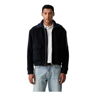 Paul & Shark Homme, Vestes, Bleu, Taille: XL Veste Bomber en Laine et Cachemire