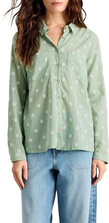 White Stuff Sophie Bio-Baumwollhemd - Normale Passform, Baumwollgewebe mit Knopfverschluss - Grün Multi - Größe 36