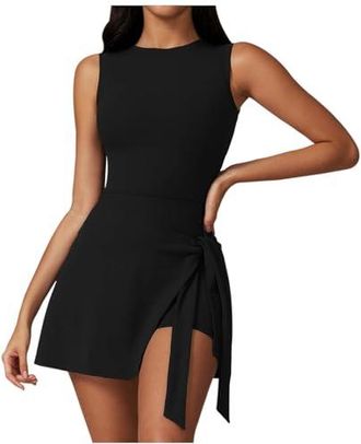 Generic Combinaison Pantalon Femme Habill&eacute;e pour Mariage Jumpsuit Lin Elegante Oversize Anti Chemise Barboteuse Pantacourt Montant Haute Integrale Camel Cherc