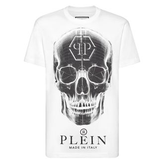 Philipp Plein Homme, Tops, Blanc, Taille: 4XL T-shirt Col Rond MC Skull