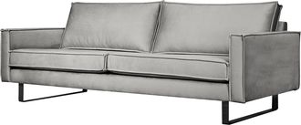 ars manufacti home24 3-Sitzer Sofa Liel Grau/Platin Samt Onoli 222 x 84 x 94cm Industrial