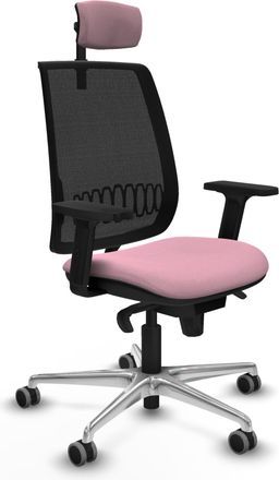 Piqueras y Crespo Alares Schreibtischstuhl mit 2D-Armlehnen, h&ouml;henverstellbare Lendenwirbelst&uuml;tze und h&ouml;henverstellbares Kopfteil, Schwarz / Rosa