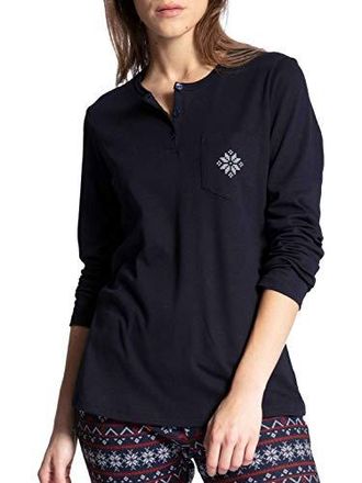 CALIDA Calida Favourites Holidays Haut de Pijama, Bleu Lapis Fonc&eacute;, XXS Femme