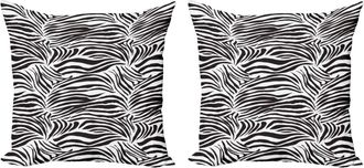 Abakuhaus Zebra-Druck Kissenbezug Set (2Stück), Wilde Zebra-Linien, doppelseitiges Digitaldruckdekor mit Reißverschluss, 60 cm, Schwarz-Weiss