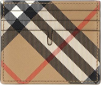 Burberry Homme, Accessoires, Beige, Taille: ONE Size Porte-cartes Haut &agrave; Motif Check