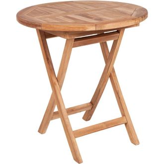 Riess-Ambiente deVries WOODIE Klapptisch Holztisch Gartentisch aus Teakholz rund &oslash;70 x 75 cm
