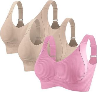 Generic Soutien-gorge confortable 3 pi&egrave;ces pour femme - Sans armature - Rembourr&eacute; - Sans fil - Soutien r&eacute;glable - Couverture compl&egrave;te - Haut impact - Pour loi