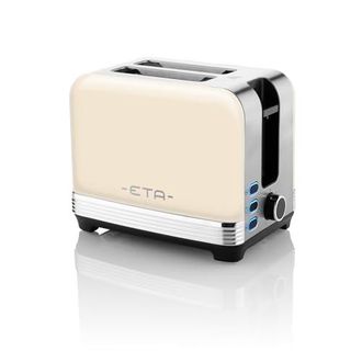 Eta Toaster im Retro Ganzmetall-Design STORIO - 980W, f&uuml;r 2 Scheiben, Br&ouml;tchenaufsatz, Beige